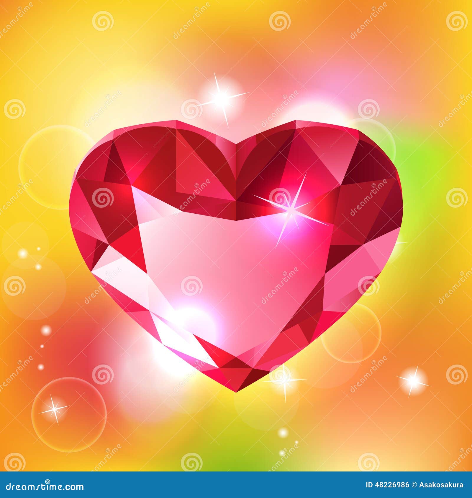 Heart-shaped Red Diamond Vector Illustration Stock Vector ...
