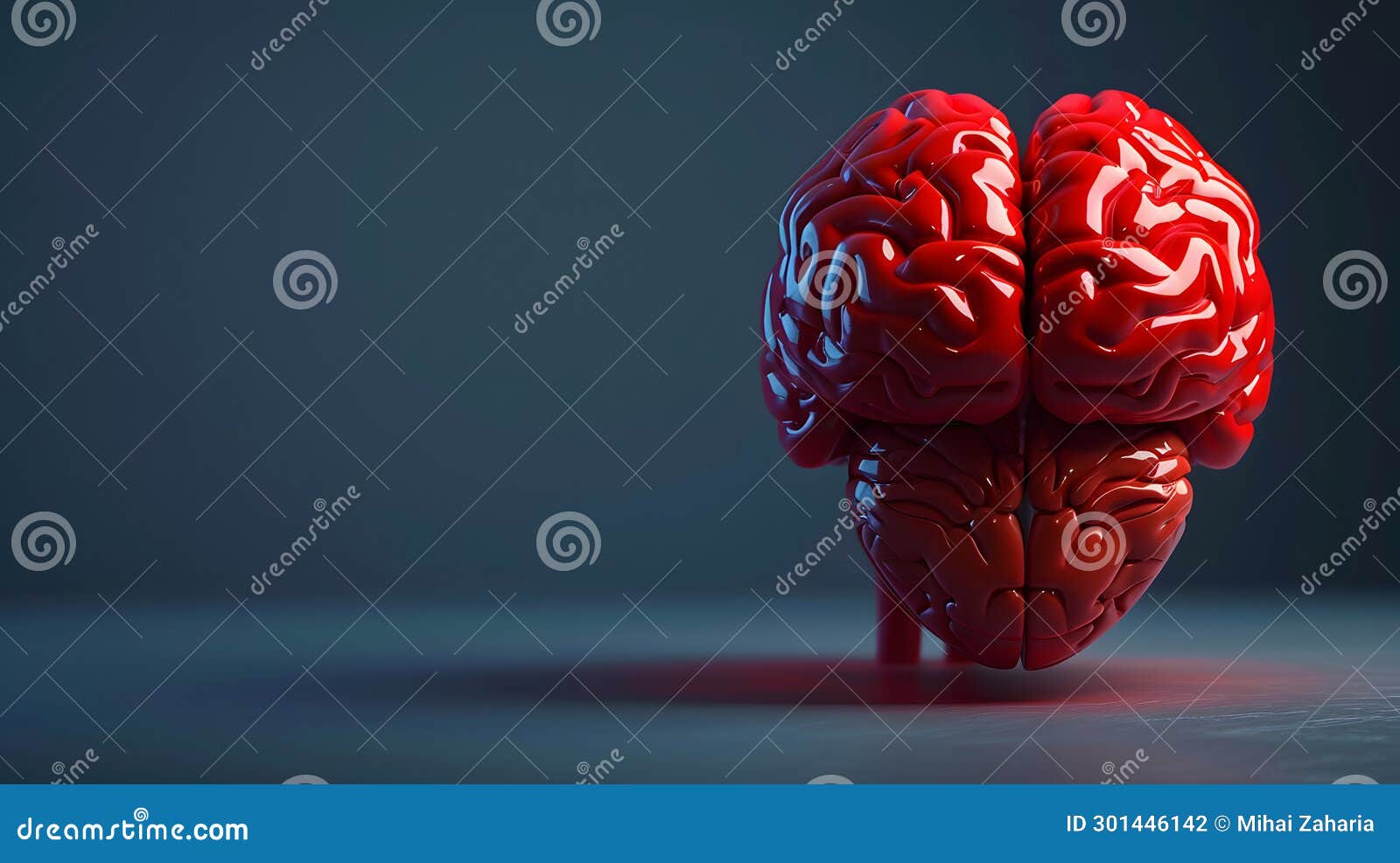 Heart-Shaped Red Human Brain Model on Dark Background. Created with ...