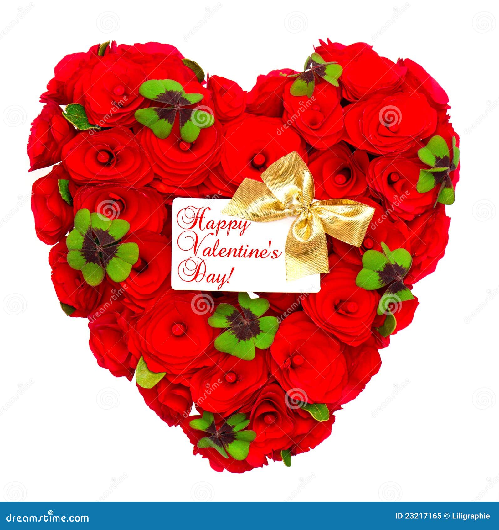 Heart Shaped Red Roses with Golden Ribbon Stock Image - Image of ...