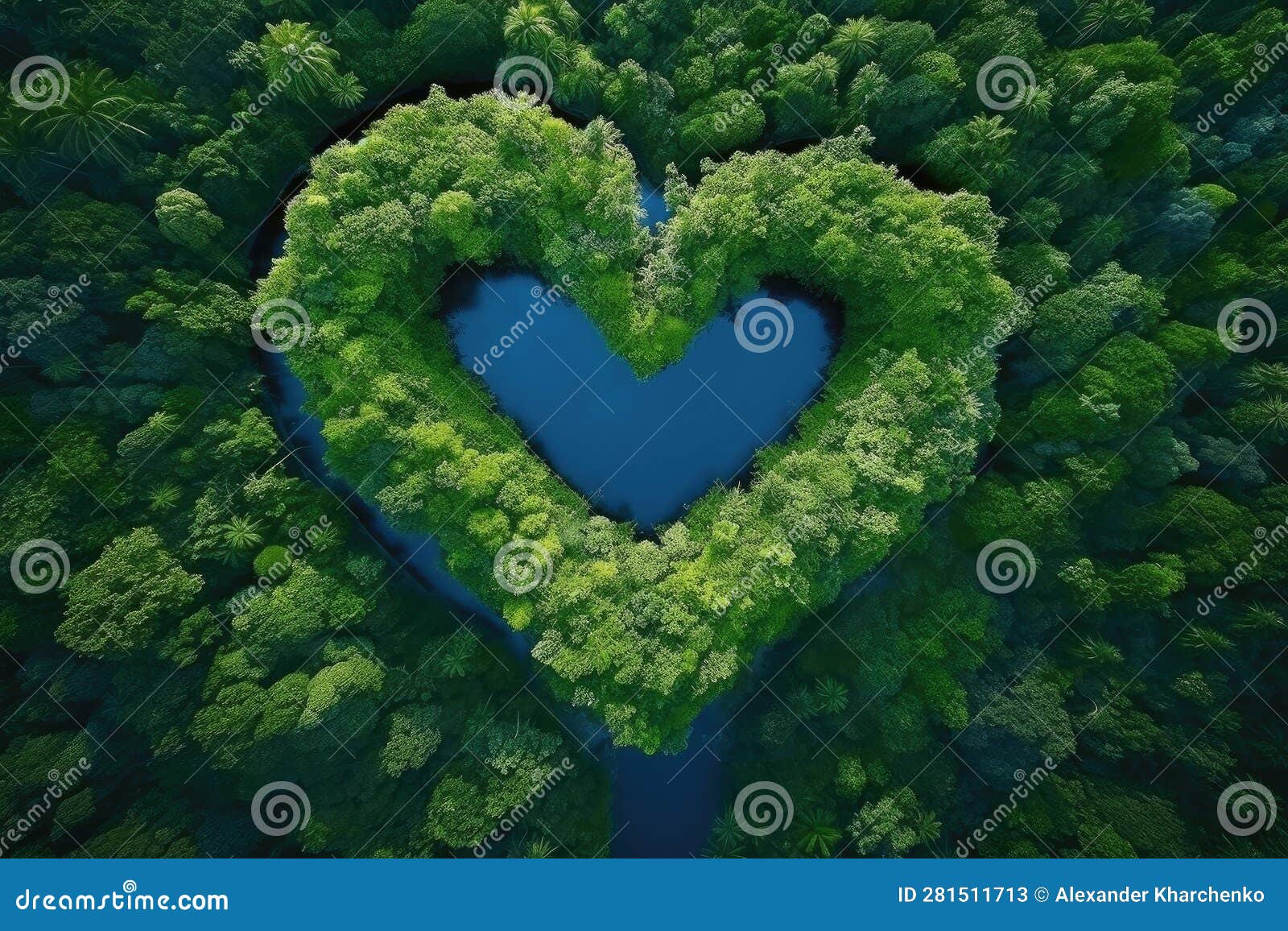 A Heart Shaped River Flows in the Middle of the Jungle, Aerial View ...