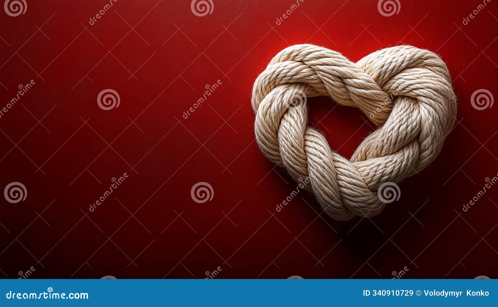 Heart-shaped Rope Knot on Red Background Stock Image - Image of heart ...
