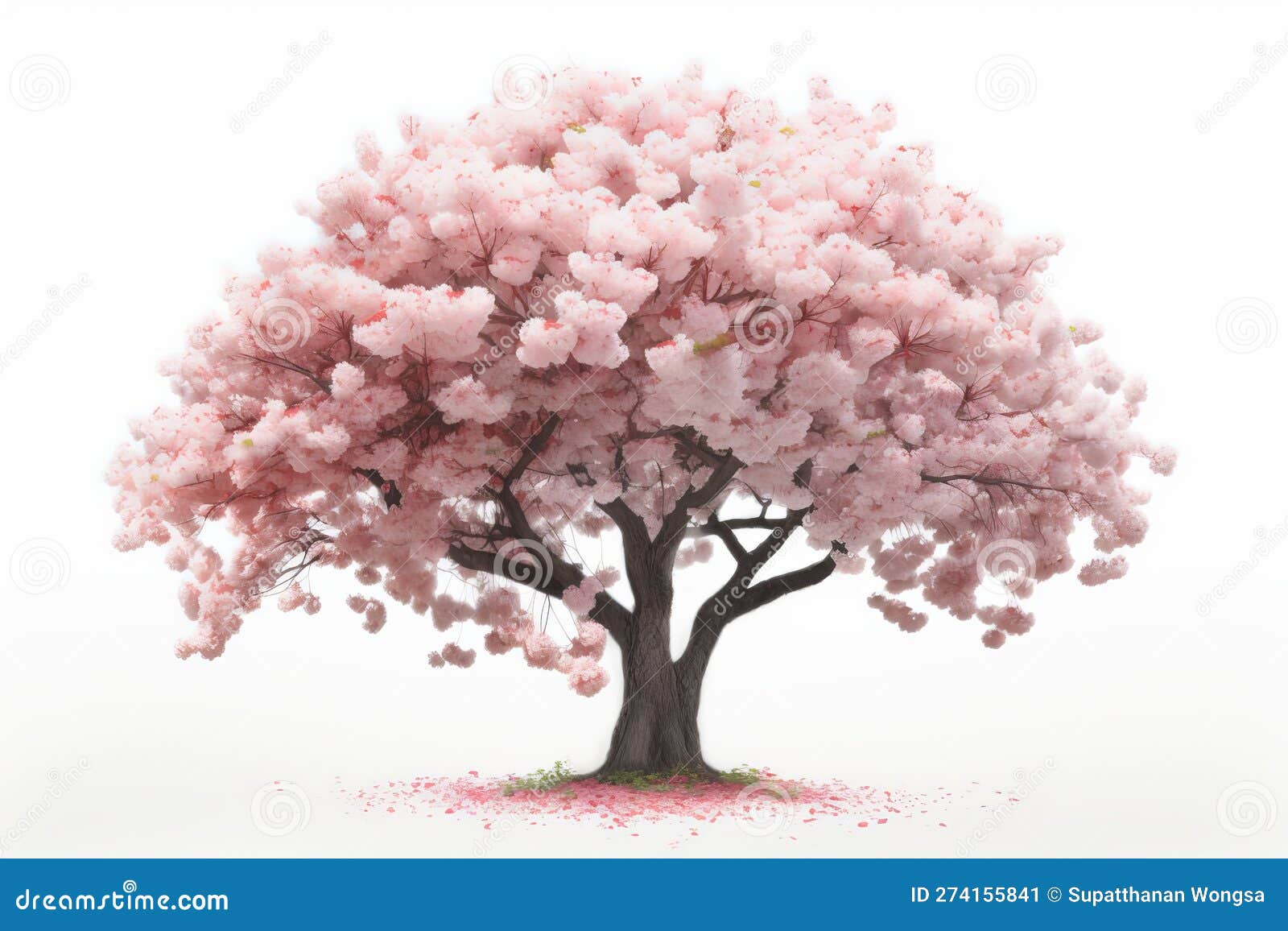 Heart Shaped Sakura Tree on White Background Stock Illustration ...