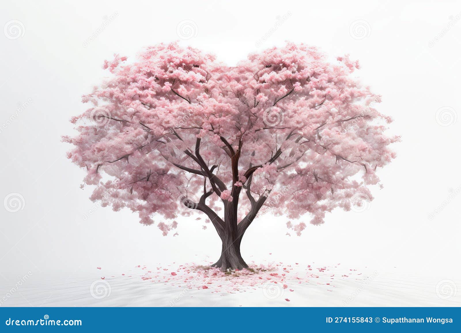 Heart Shaped Sakura Tree on White Background Stock Image - Image of ...