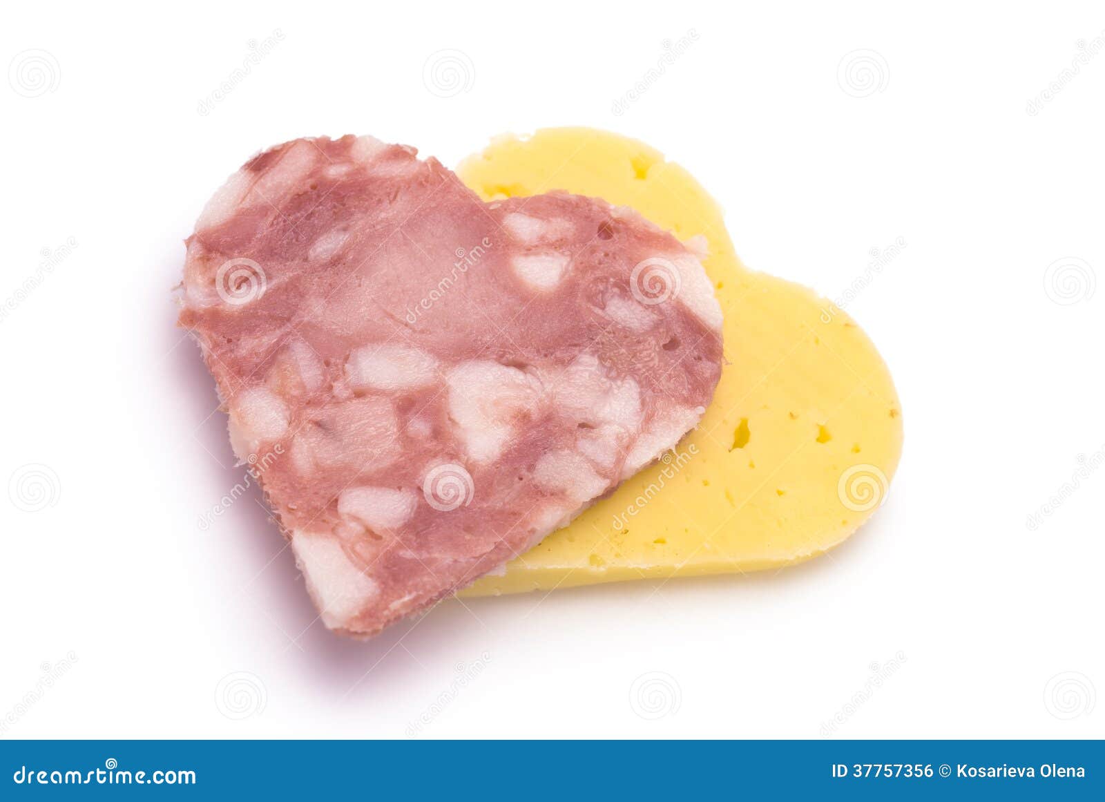 Heart-shaped Sausage and Cheese Stock Photo - Image of white, creative ...