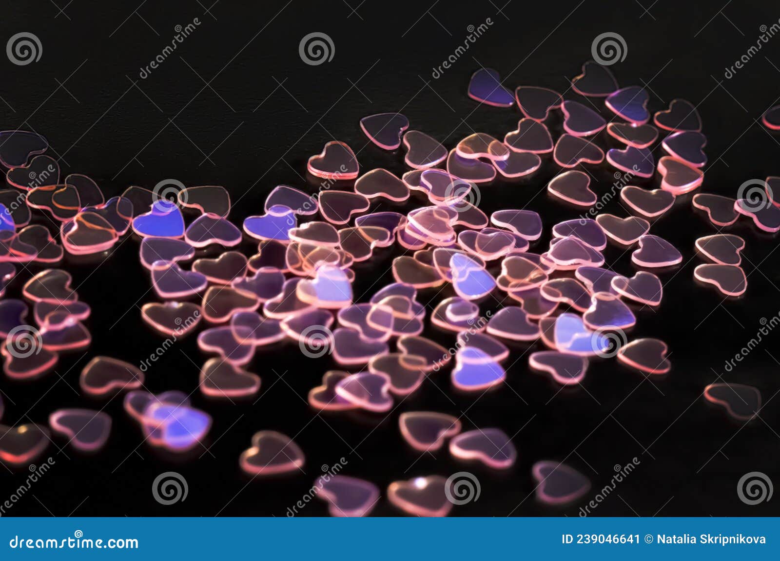 Heart-shaped Sequins on a Black Background Stock Image - Image of ...