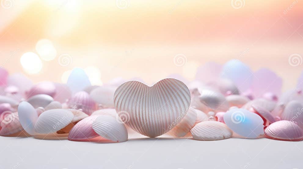 A Heart Shaped Shell with Many Other Shells on it, AI Stock ...