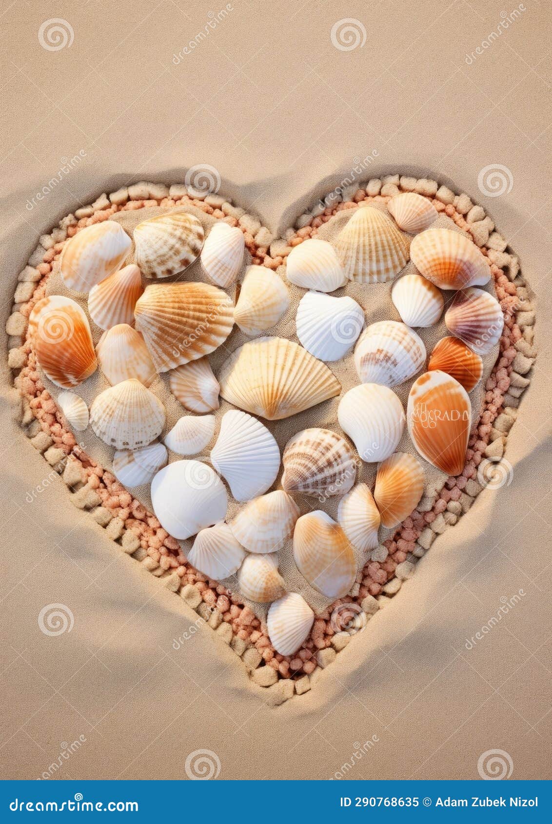 A Heart Shaped Shell on Sand Stock Illustration - Illustration of ...