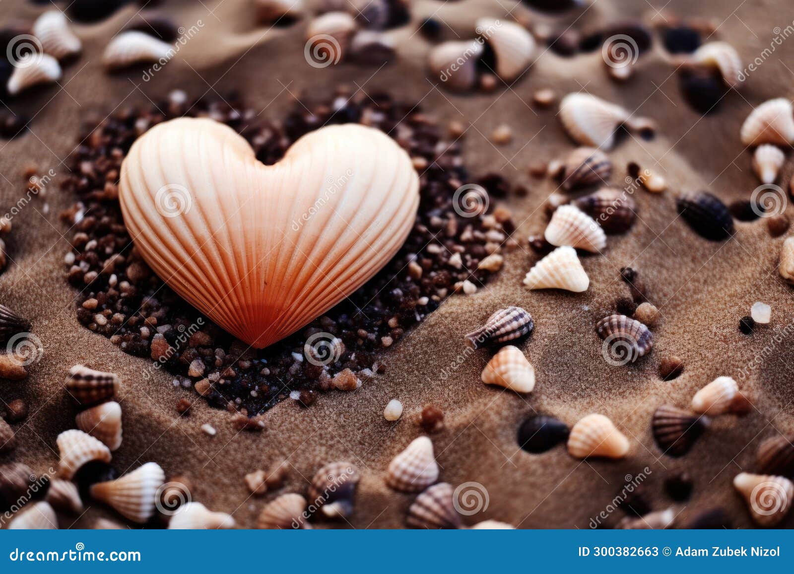 A Heart Shaped Shell on Sand Stock Illustration - Illustration of shell ...