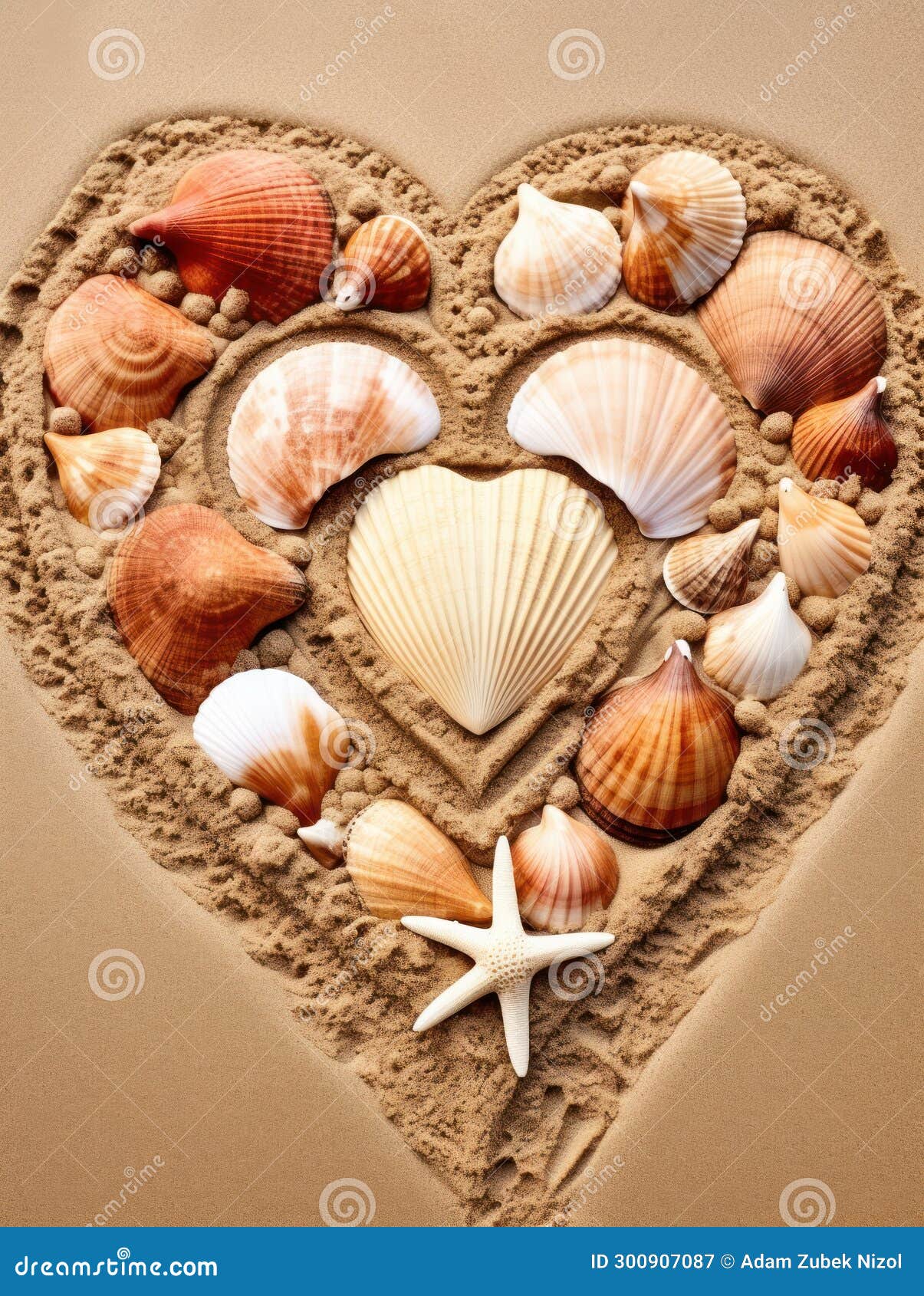 A Heart Shaped Shell in Sand Stock Illustration - Illustration of ...