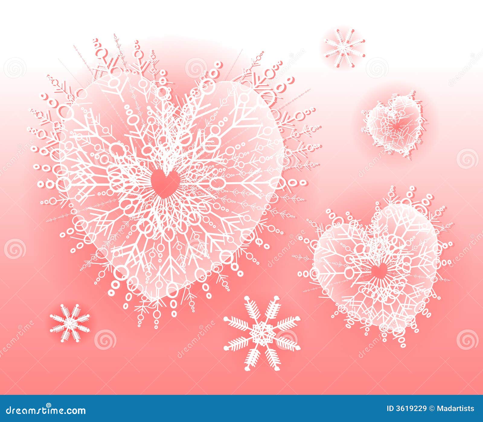 Heart Shaped Snowflakes Pink Stock Illustration - Illustration of ...