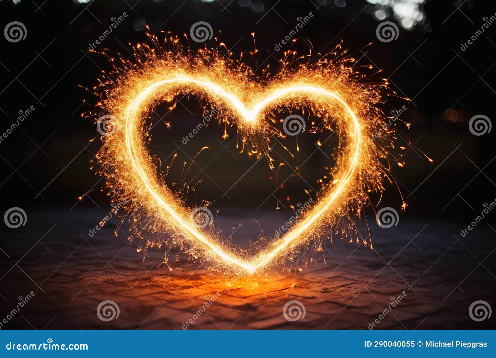 A Heart Shaped Sparkling Fireworks Showing Love and Romance Stock Image ...