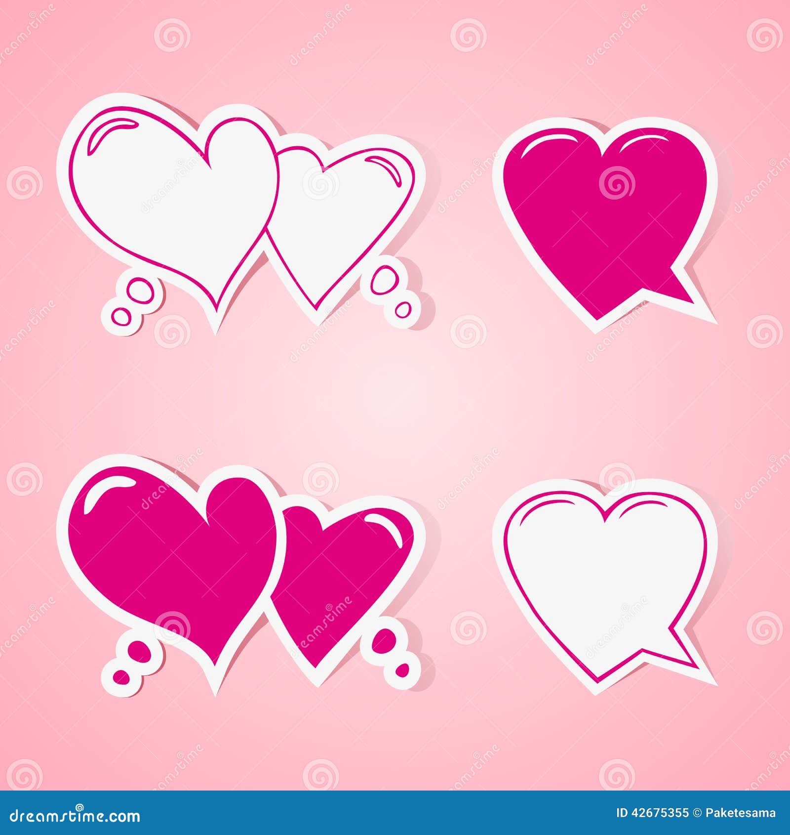 Heart Shaped Speech Bubbles Set Stock Vector - Illustration of icons ...