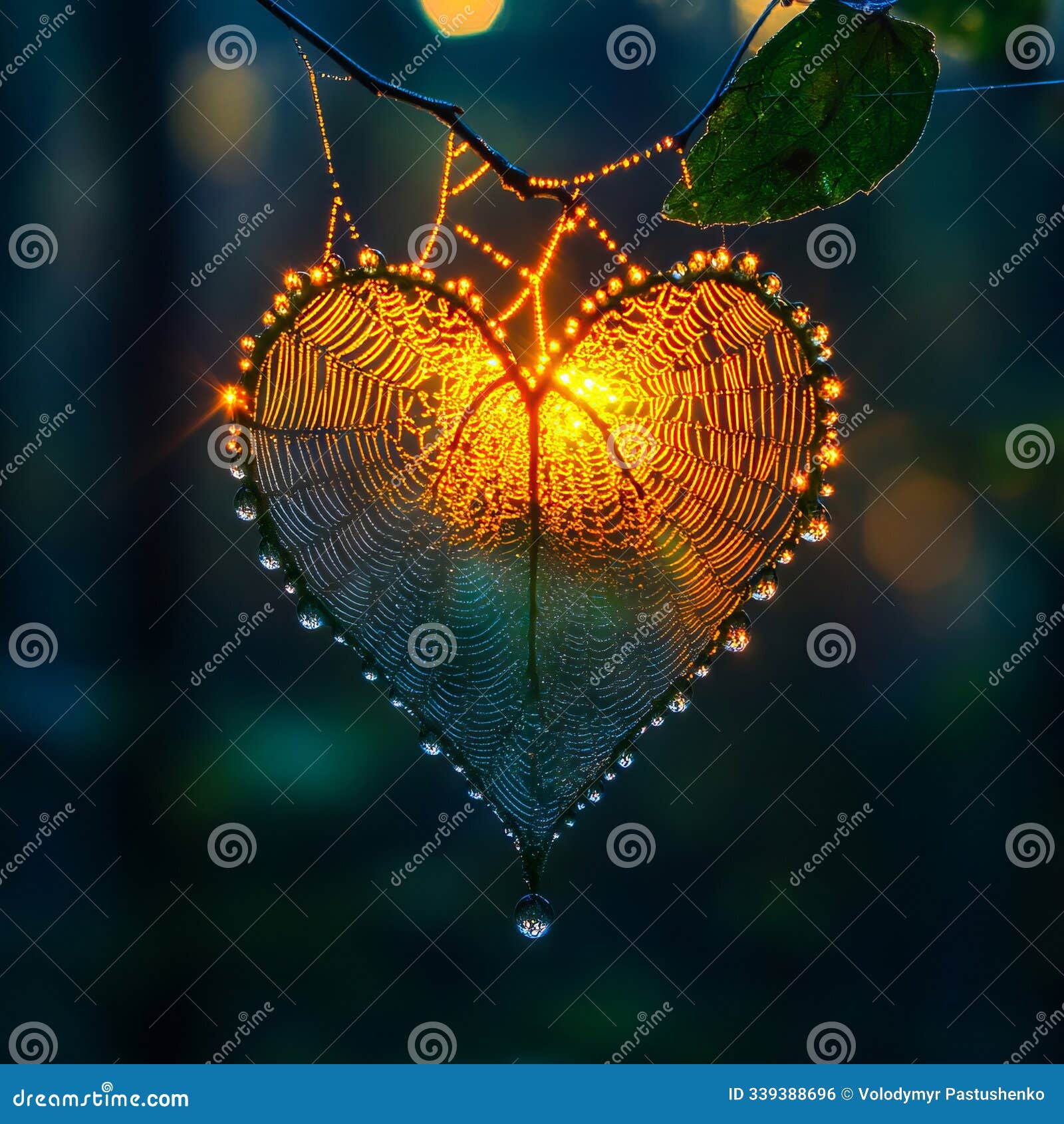 A Heart Shaped Spider Web Hanging from a Tree Branch Stock Photo ...