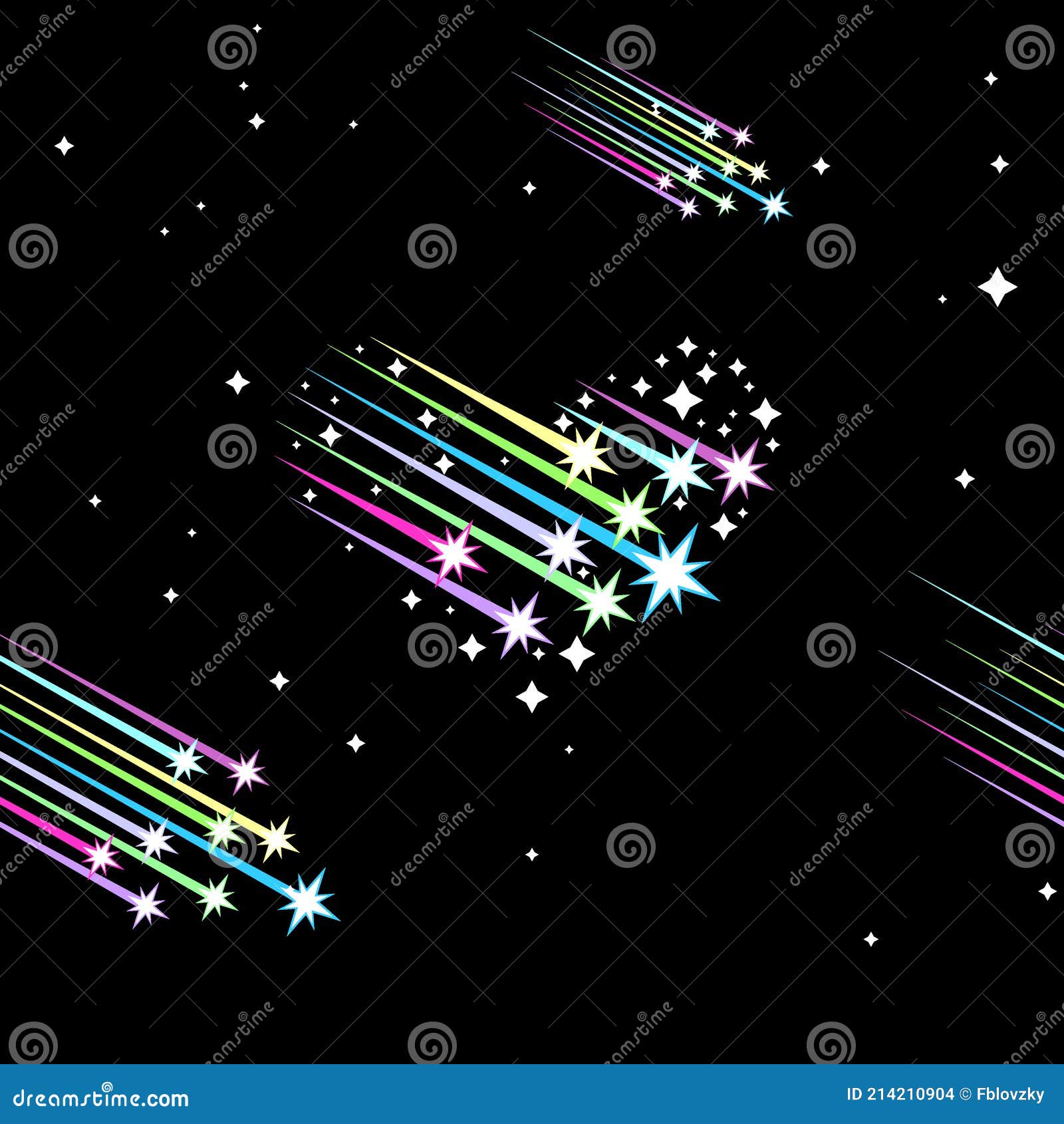 Heart Shaped Starfall Pattern on Black Background Stock Vector ...