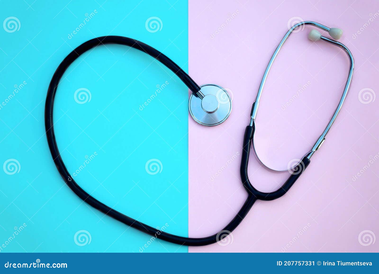 Heart Shaped Stethoscope, on a Pink and Blue Background. Stock Image ...