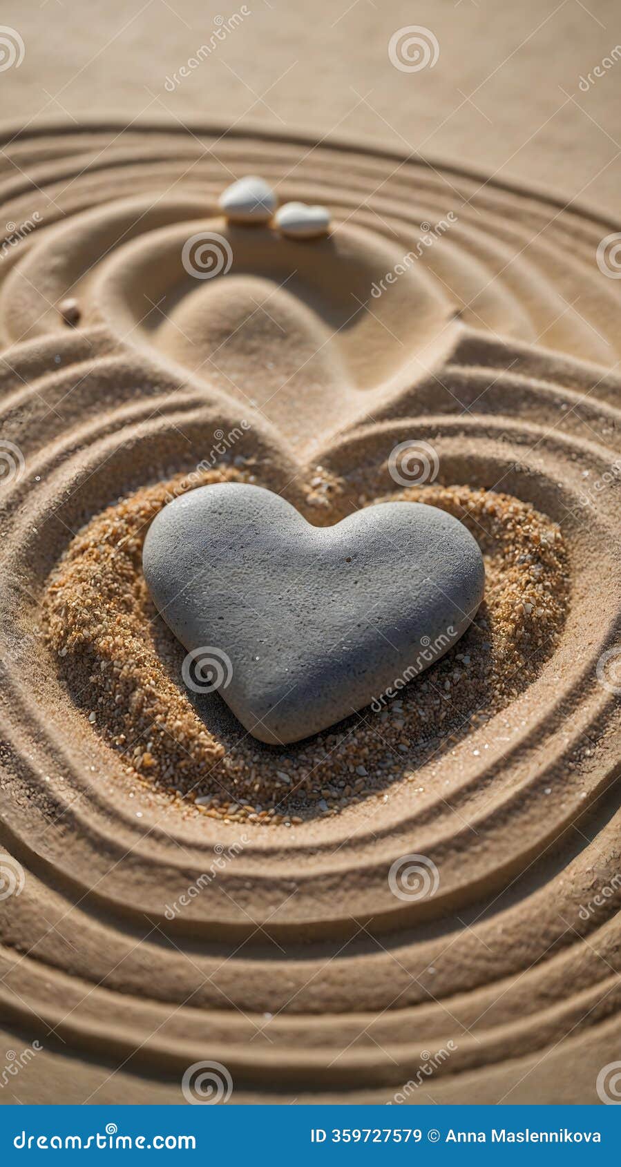 Heart-shaped Stone on Sand with Ripples in Sunlight. Stock Image ...