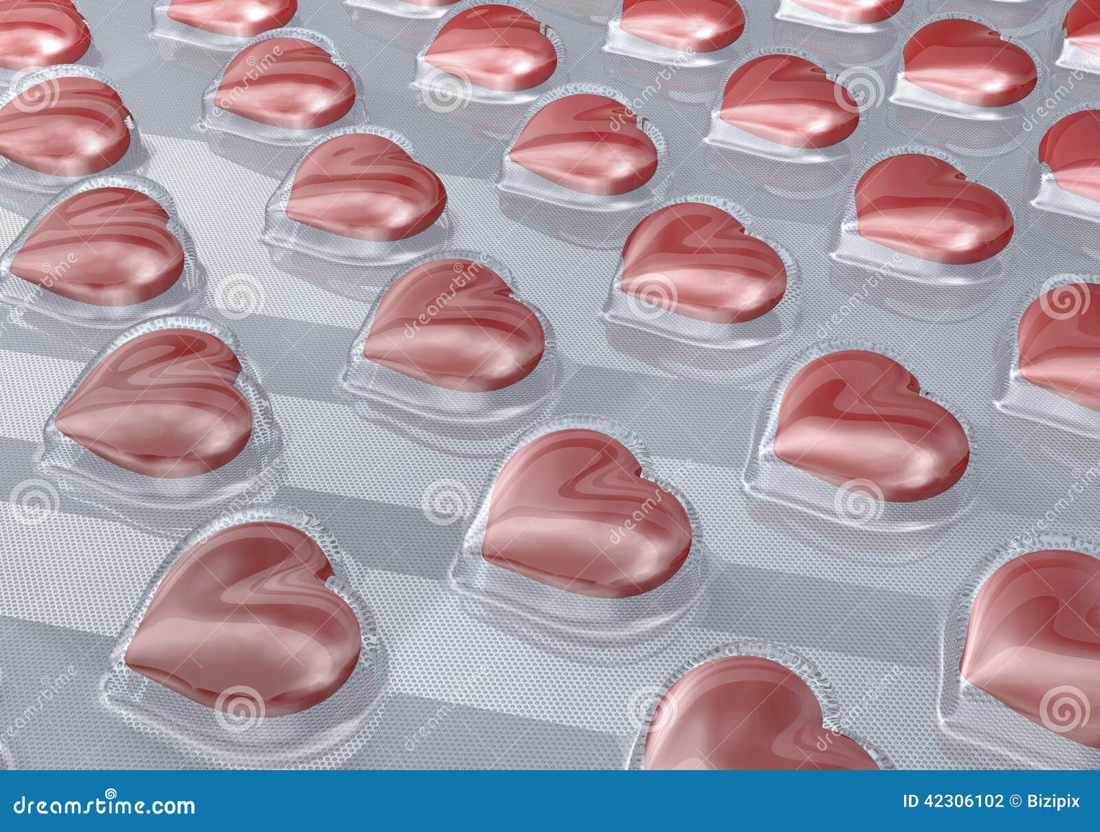 Heart Shaped Tablets, Pills in Transparent, Reflecting Blister Pack ...