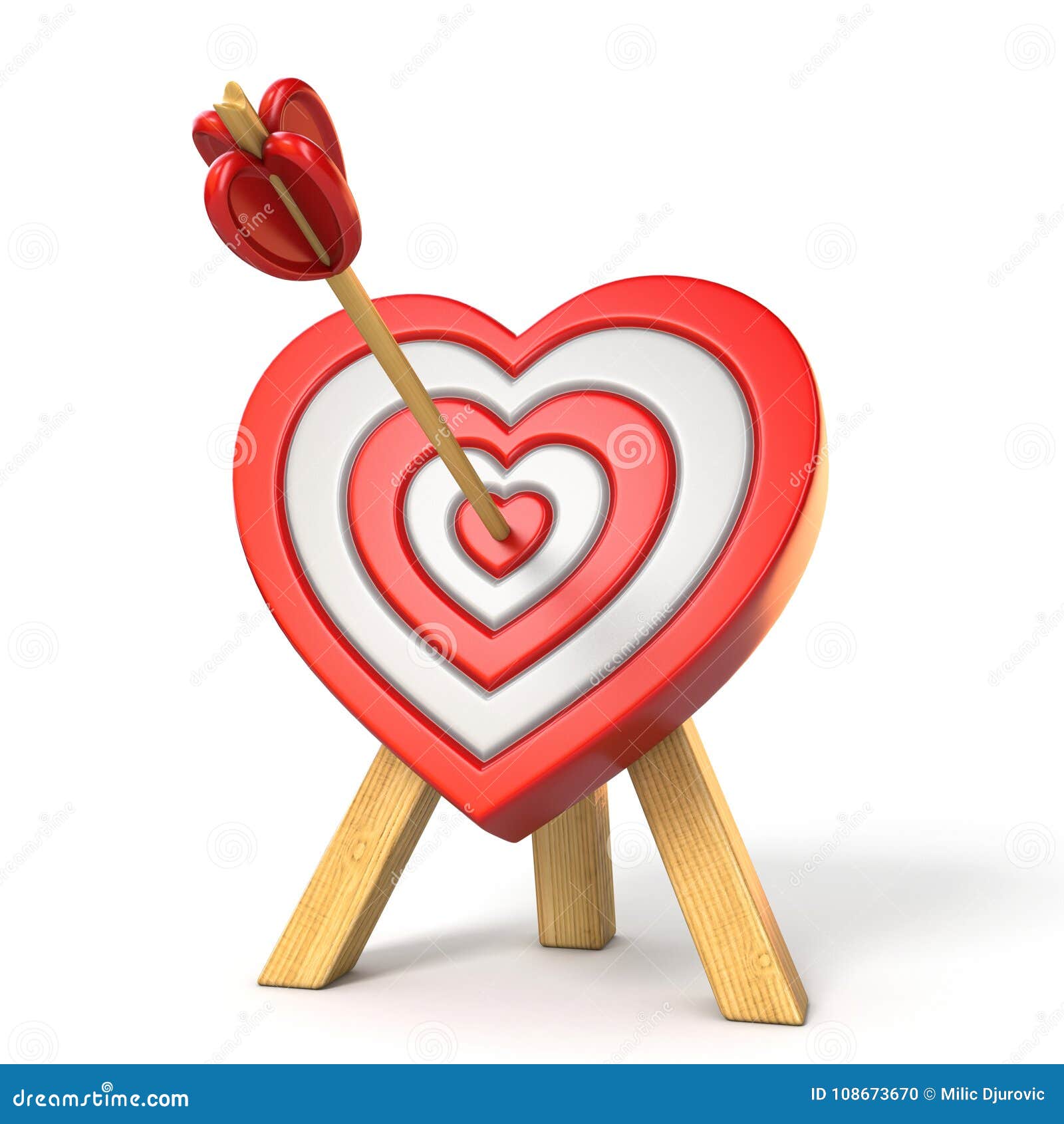 Heart Shaped Target with the Arrow in the Center 3D Stock Illustration ...