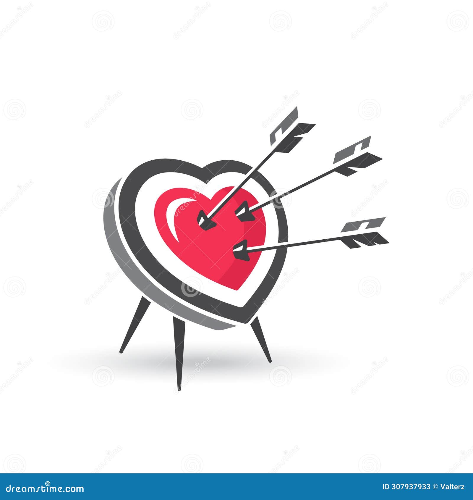 Heart-shaped Target Hit by Arrows. Vector Illustration Stock Vector ...