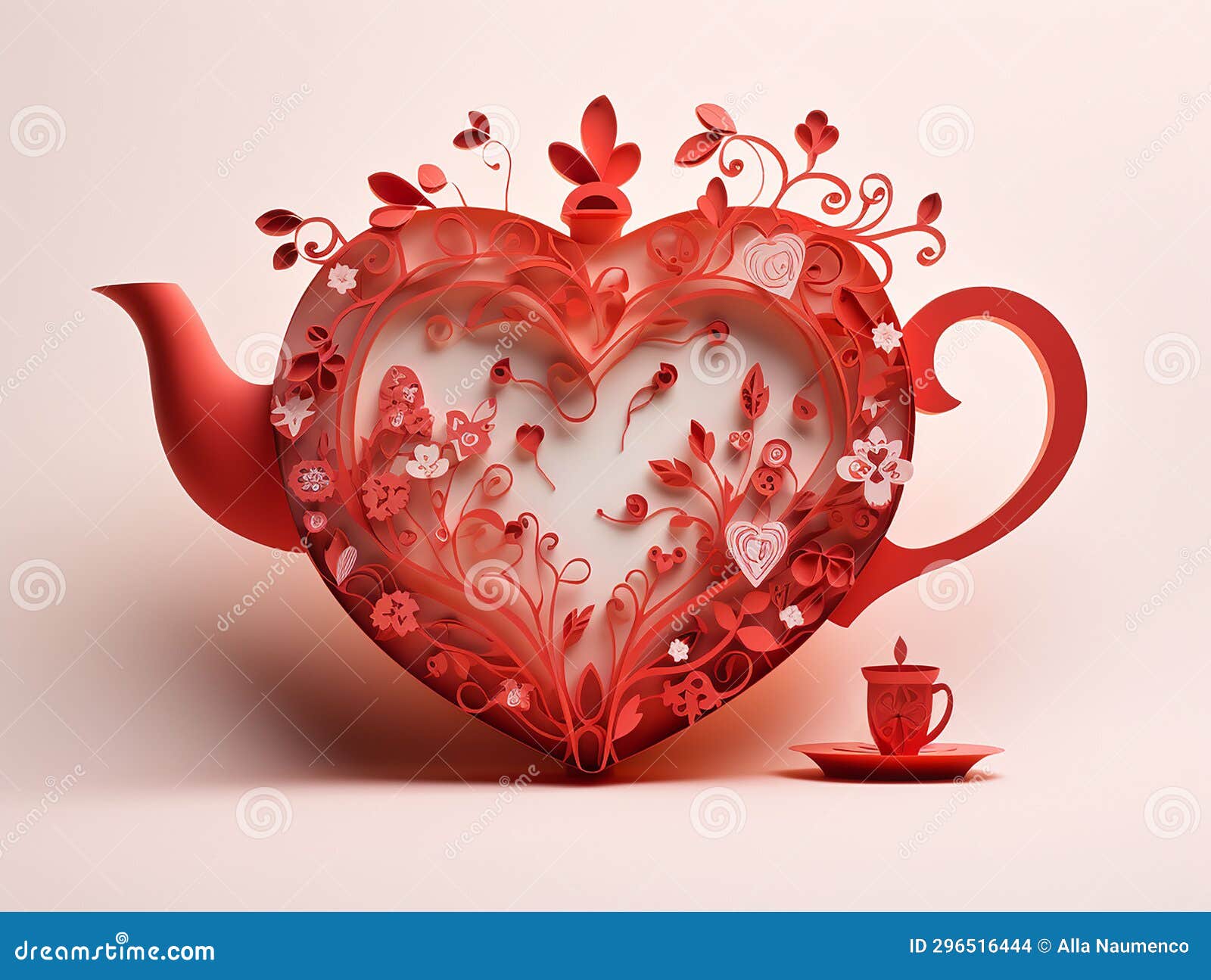 Heart Shaped Teapot with Perforated Pattern. Valentine S Day Concept ...