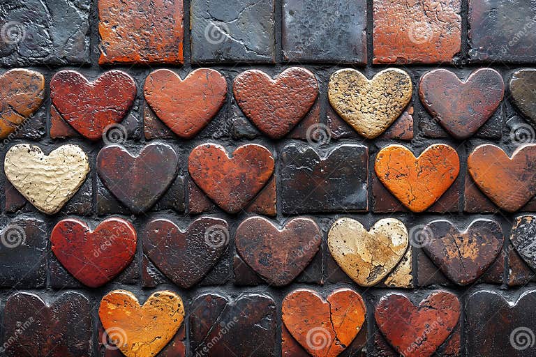 Heart Shaped Tiles in Different Shades are Arranged in a Grid Pattern ...