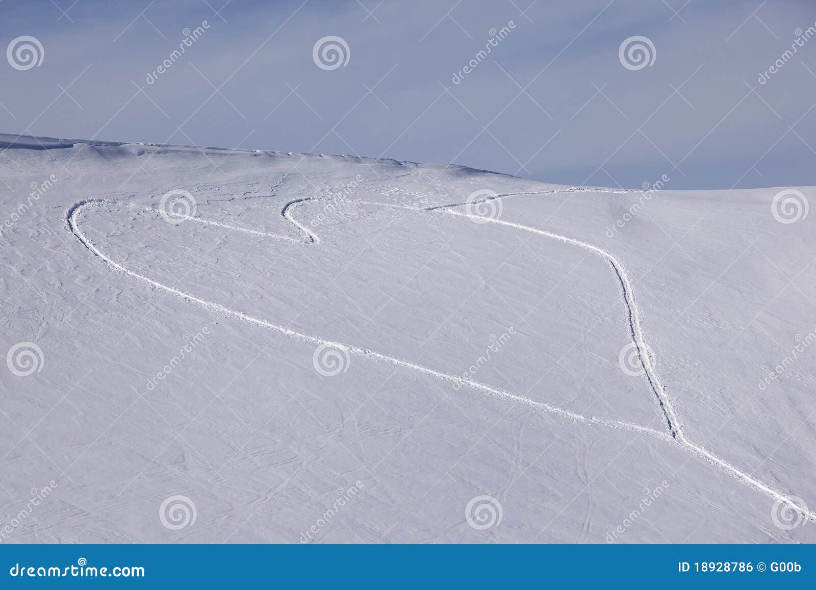 Heart Shaped Trails in a Snow Slope Stock Photo - Image of happy, shape ...