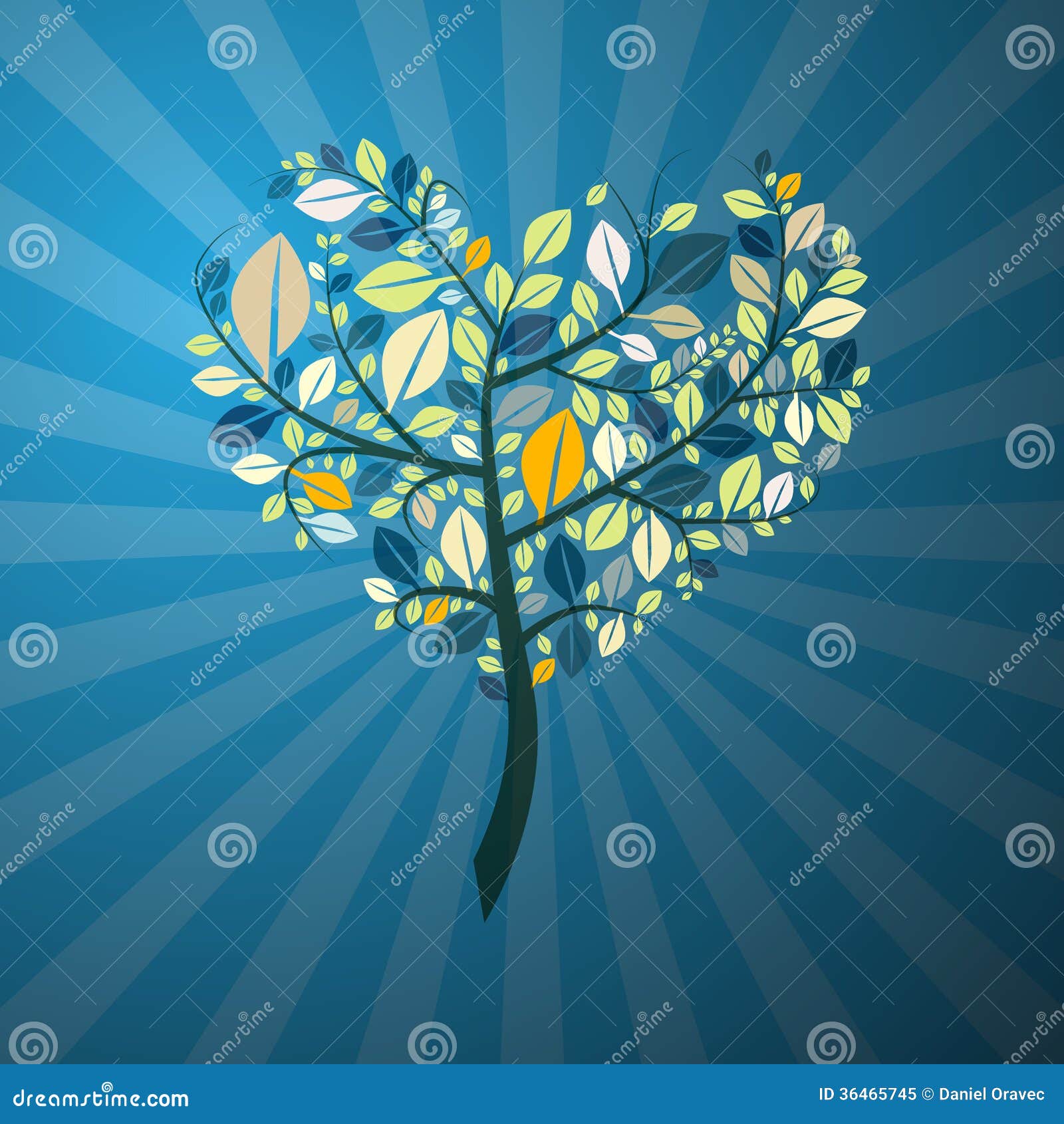 Heart Shaped Tree on Blue Background Stock Vector - Illustration of ...