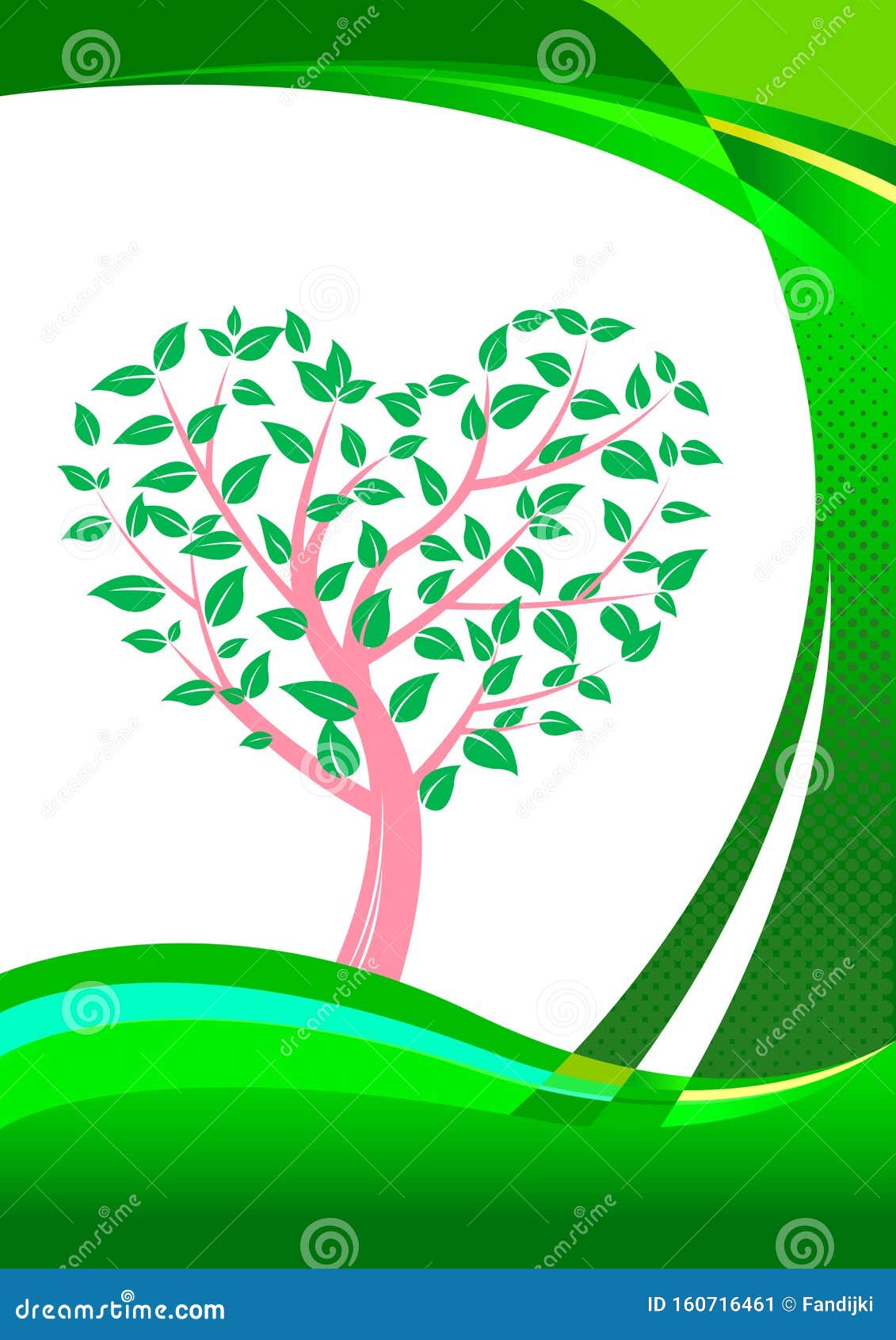 Heart shaped tree. stock vector. Illustration of wallpaper - 160716461