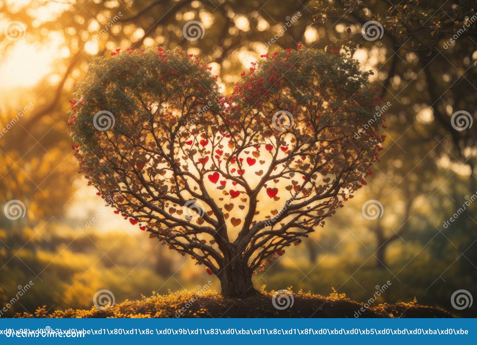 A Heart Shaped Tree with Lots of Hearts. Ai Generative Stock Photo ...