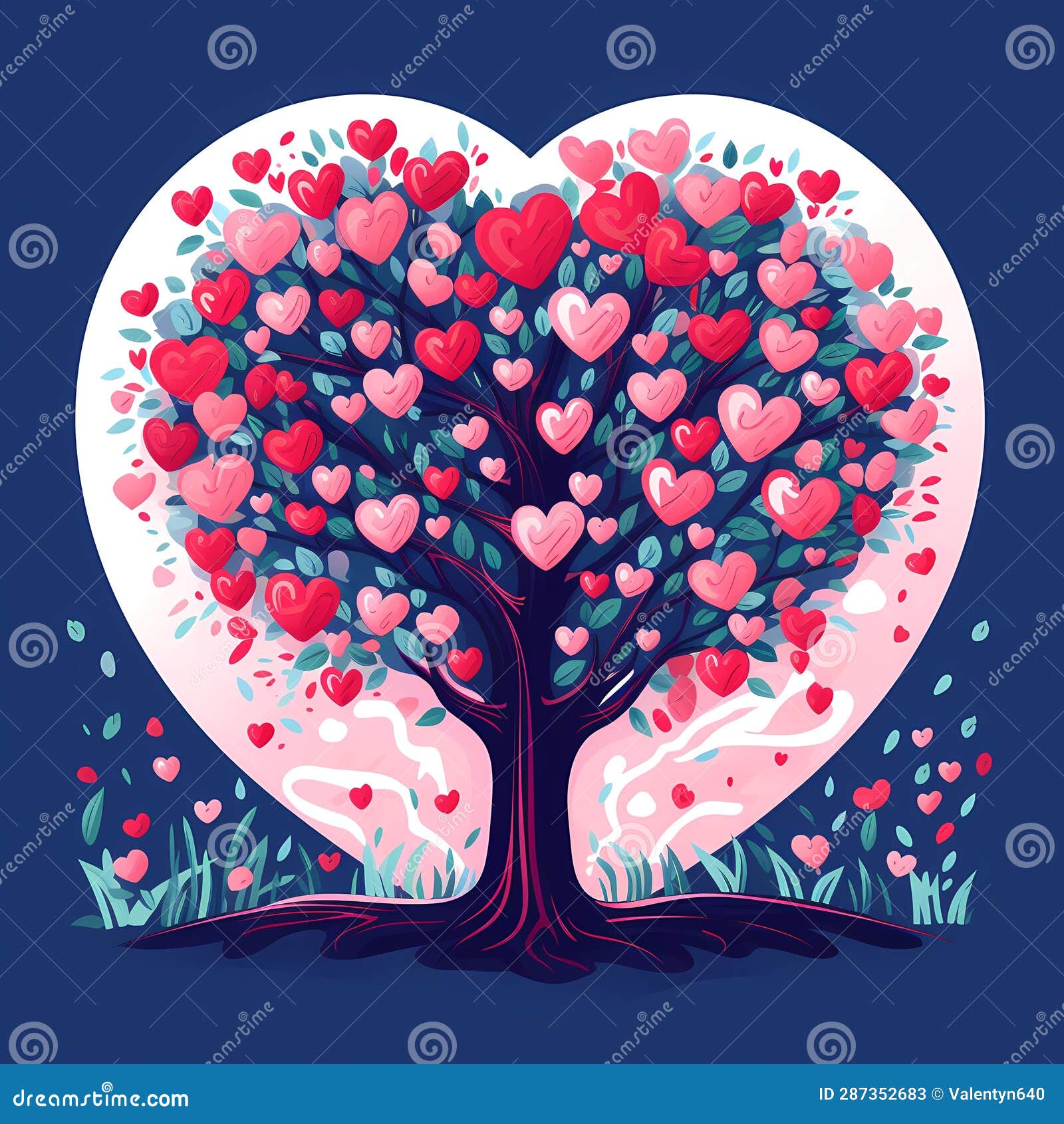 Heart - Shaped Tree with Lots of Hearts on it. Generative AI Stock ...