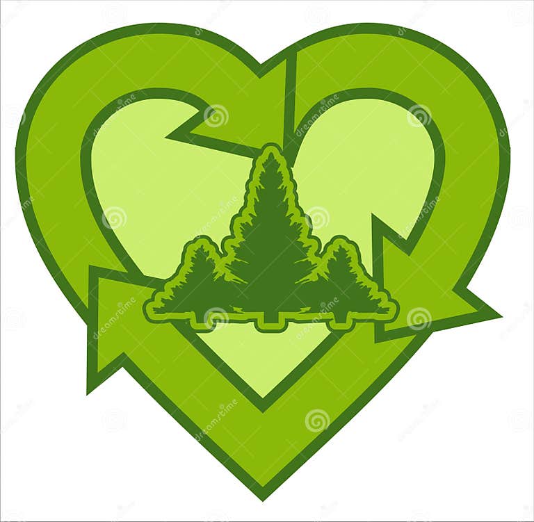 Heart-shaped Tree Recycle Logo Stock Vector - Illustration of ...