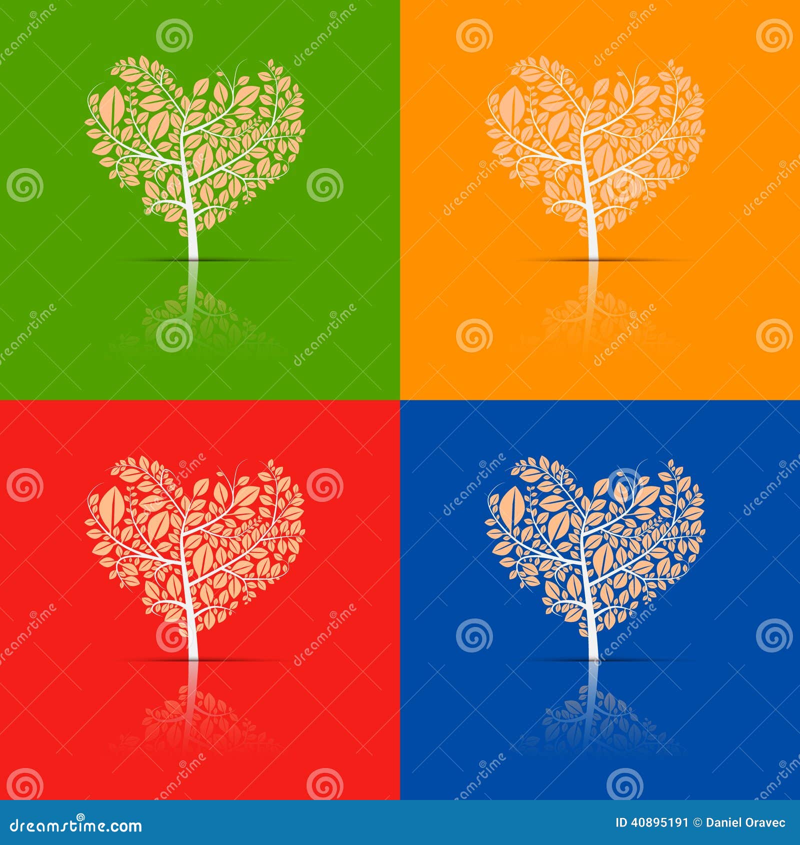 Heart-Shaped Tree Set stock vector. Illustration of wallpaper - 40895191