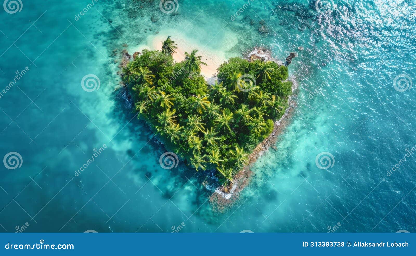 A Heart-shaped Tropical Island Paradise in the Open Ocean Stock Photo ...