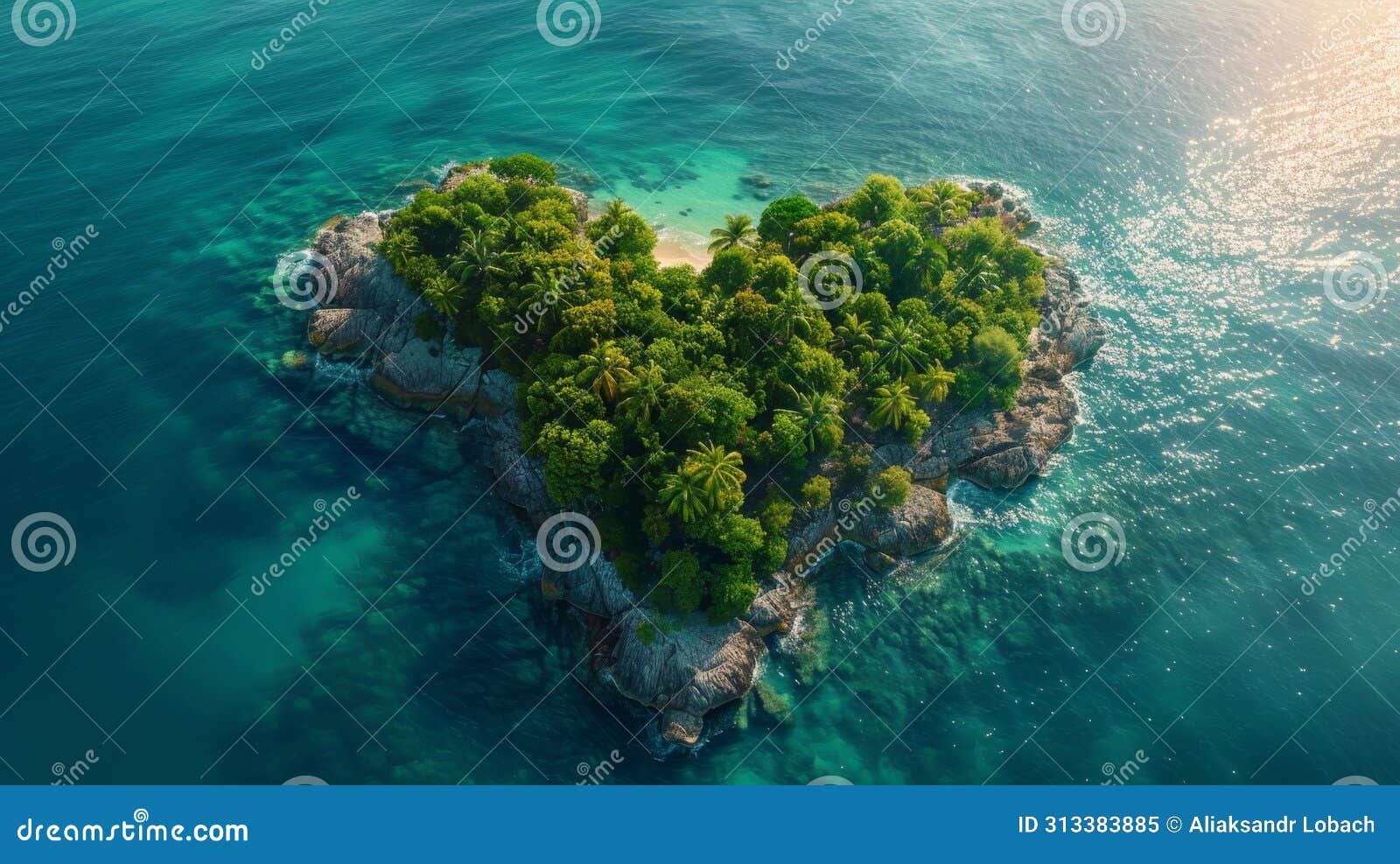 A Heart-shaped Tropical Island Paradise in the Open Ocean Stock Image ...