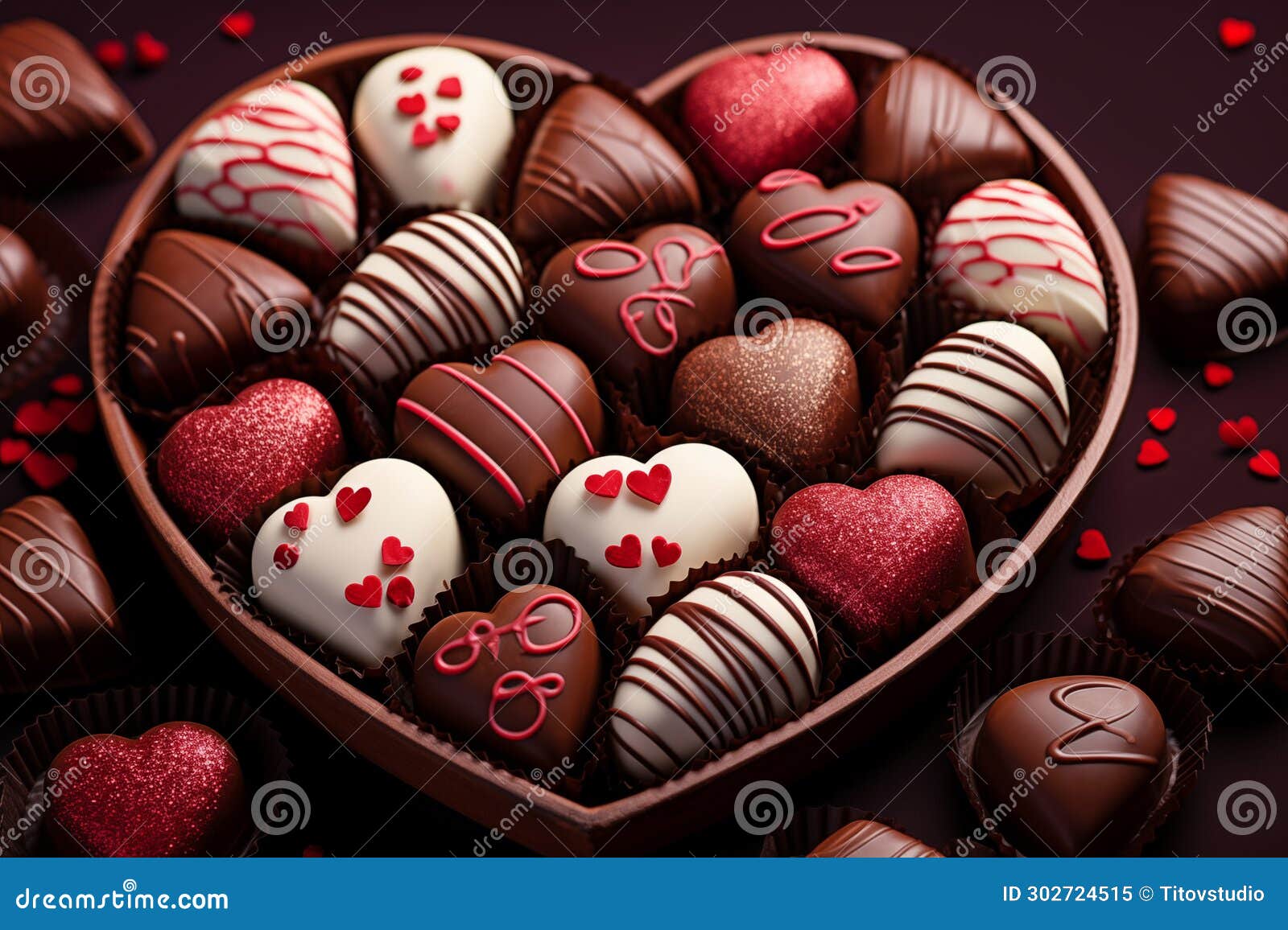 Heart-shaped Valentine Chocolate Candy Stock Image - Image of truffle, valentine: 302724515