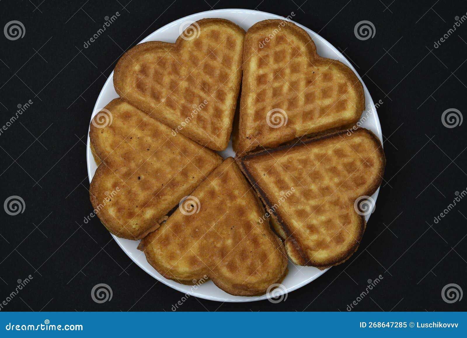 Heart-shaped Waffles on a White Plate. Delicious Heart-shaped Waffles ...