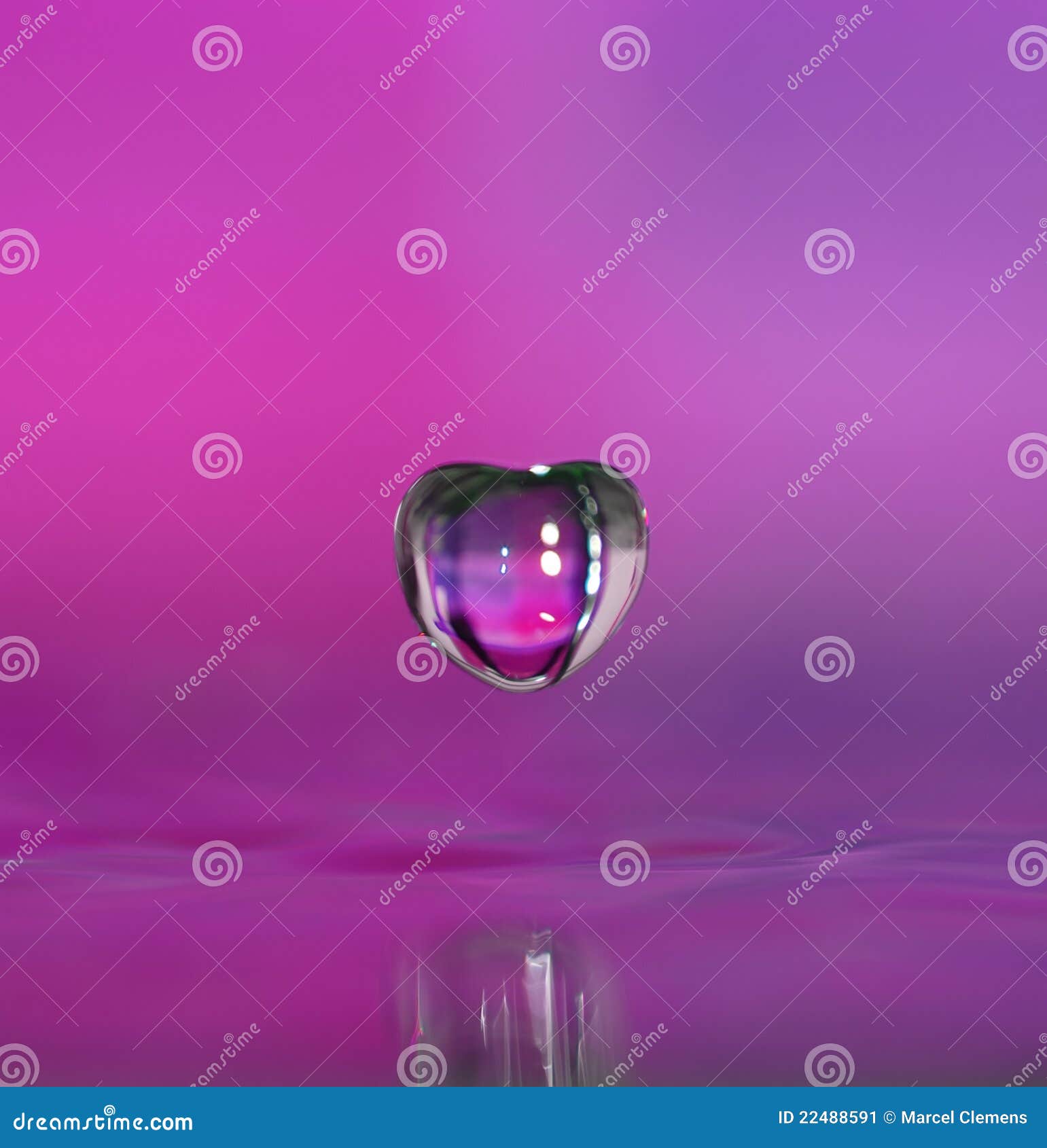 Heart Shaped Water Droplet. Stock Image - Image of purple, refraction ...