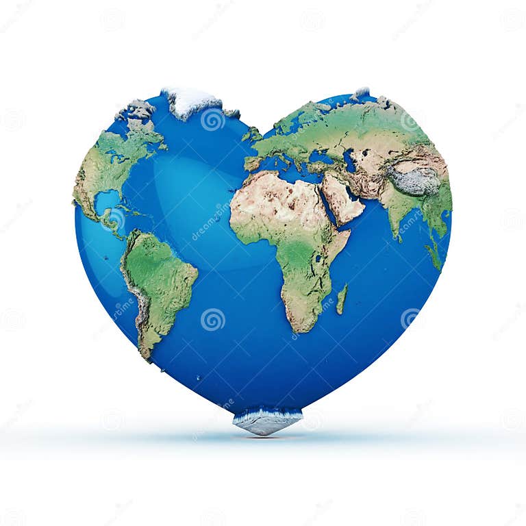 Heart-shaped world stock illustration. Illustration of geography - 28843361