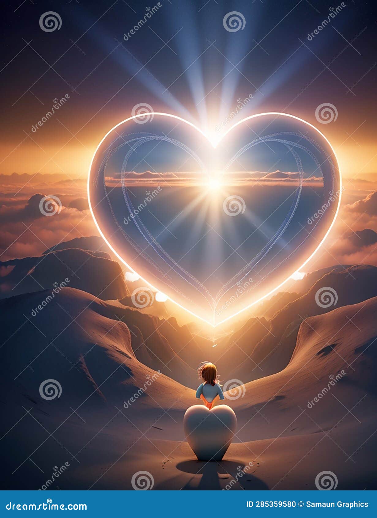 A Heart-shaped World Surrounded by a Halo of Light and Hope Stock ...