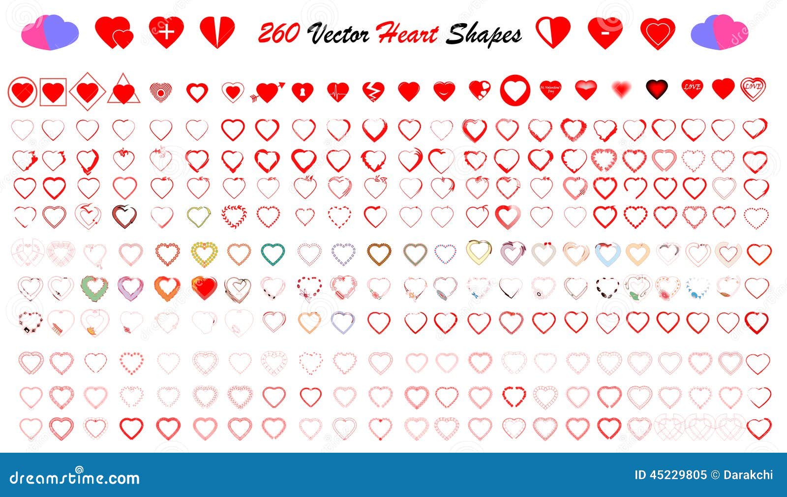 Heart shapes vector set stock illustration. Illustration of cartoon ...