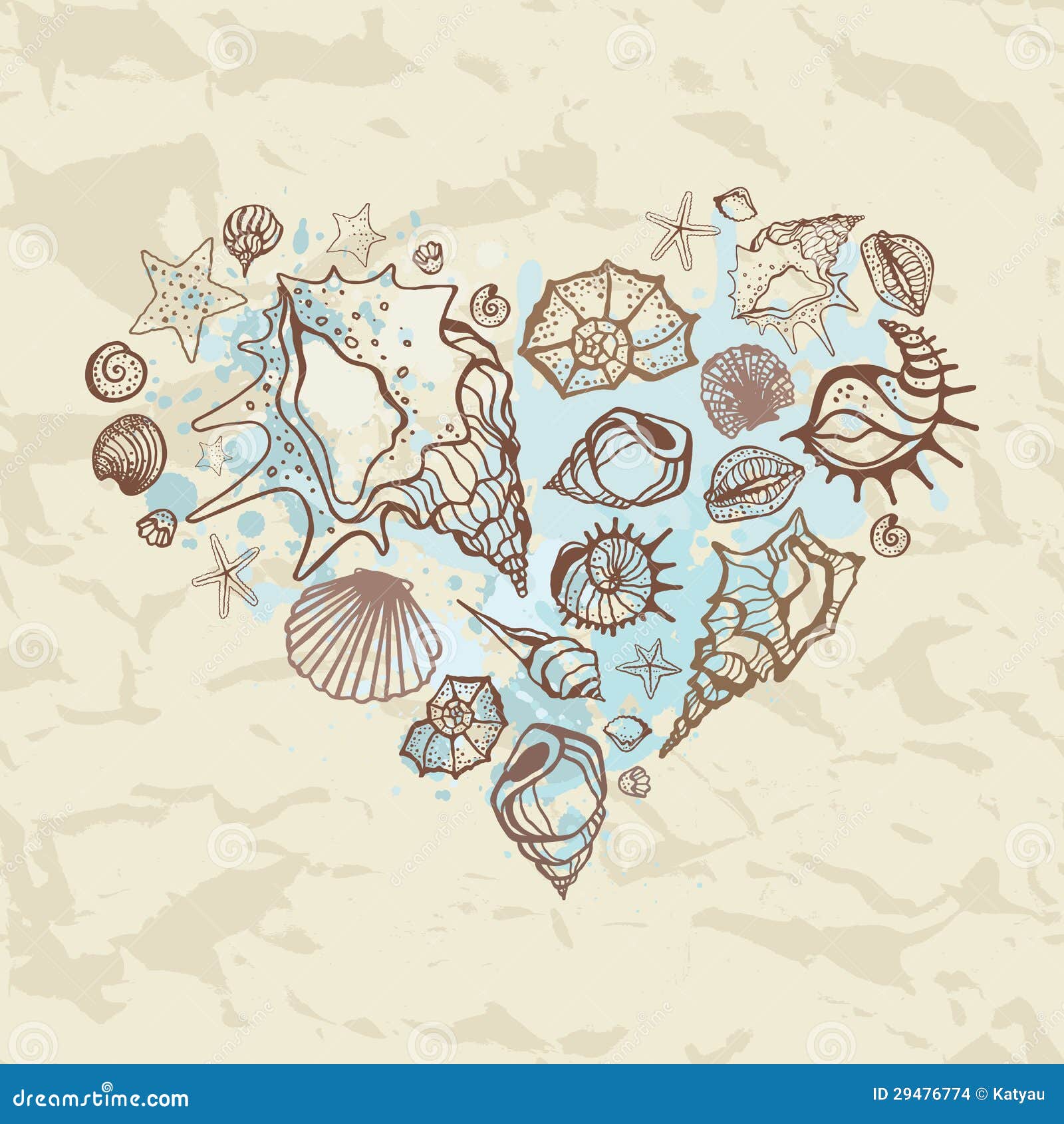 Heart of the Shells. Hand Drawn Illustration Stock Illustration ...