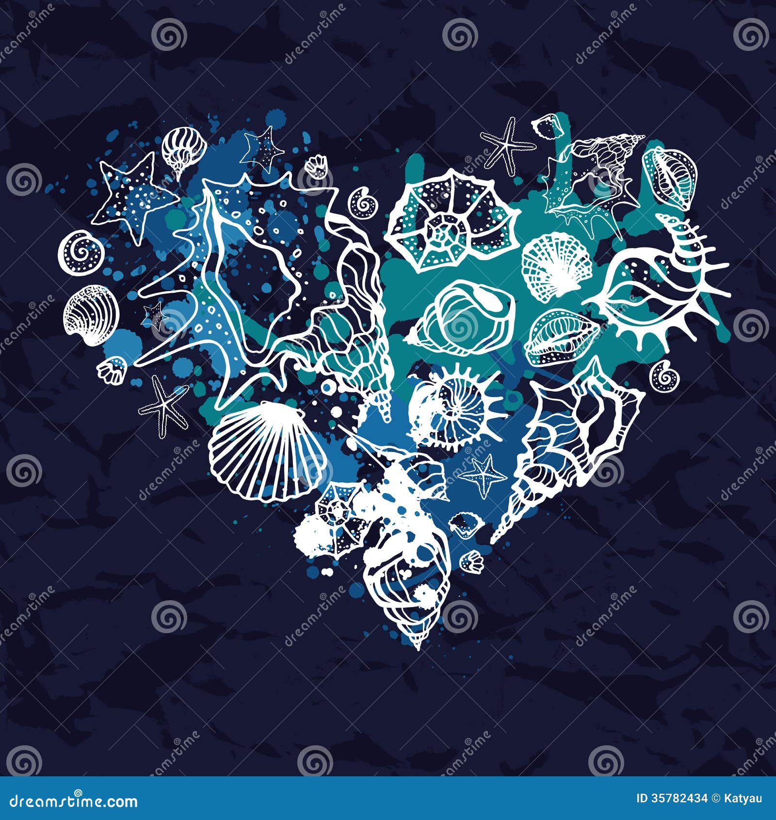 Heart of the Shells. Hand Drawn Illustration Stock Illustration ...