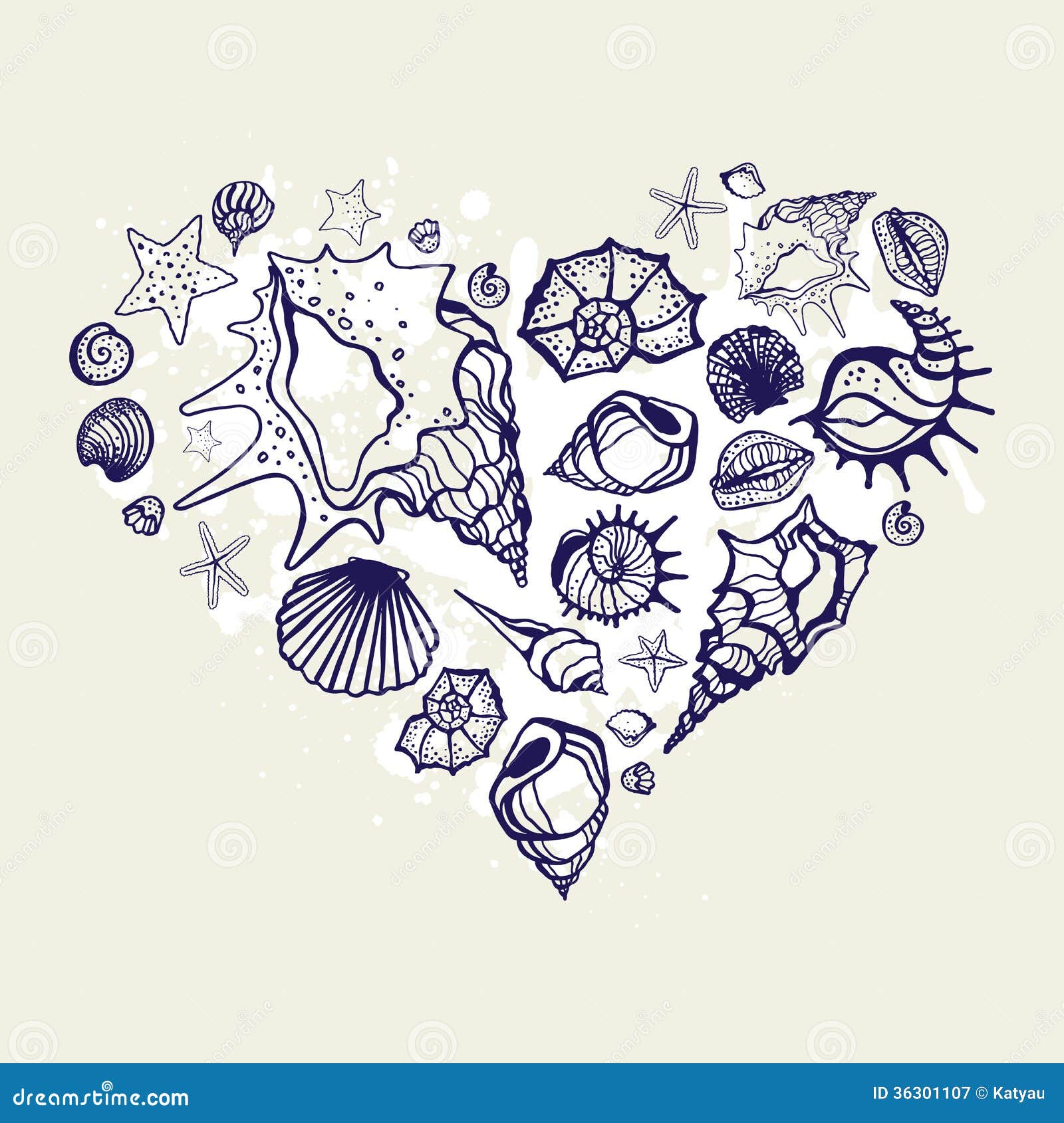 Heart of the shells. stock illustration. Illustration of hand - 36301107