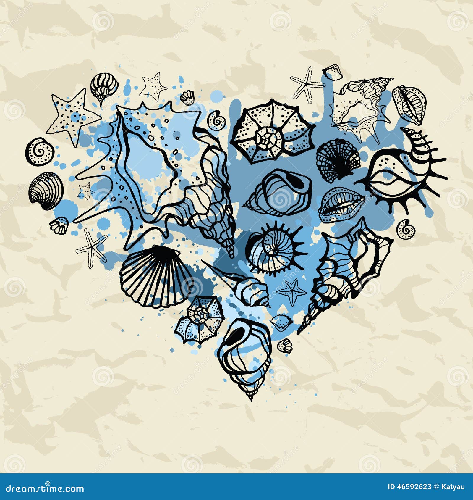 Heart of the Shells. Hand Drawn Illustration Stock Vector ...