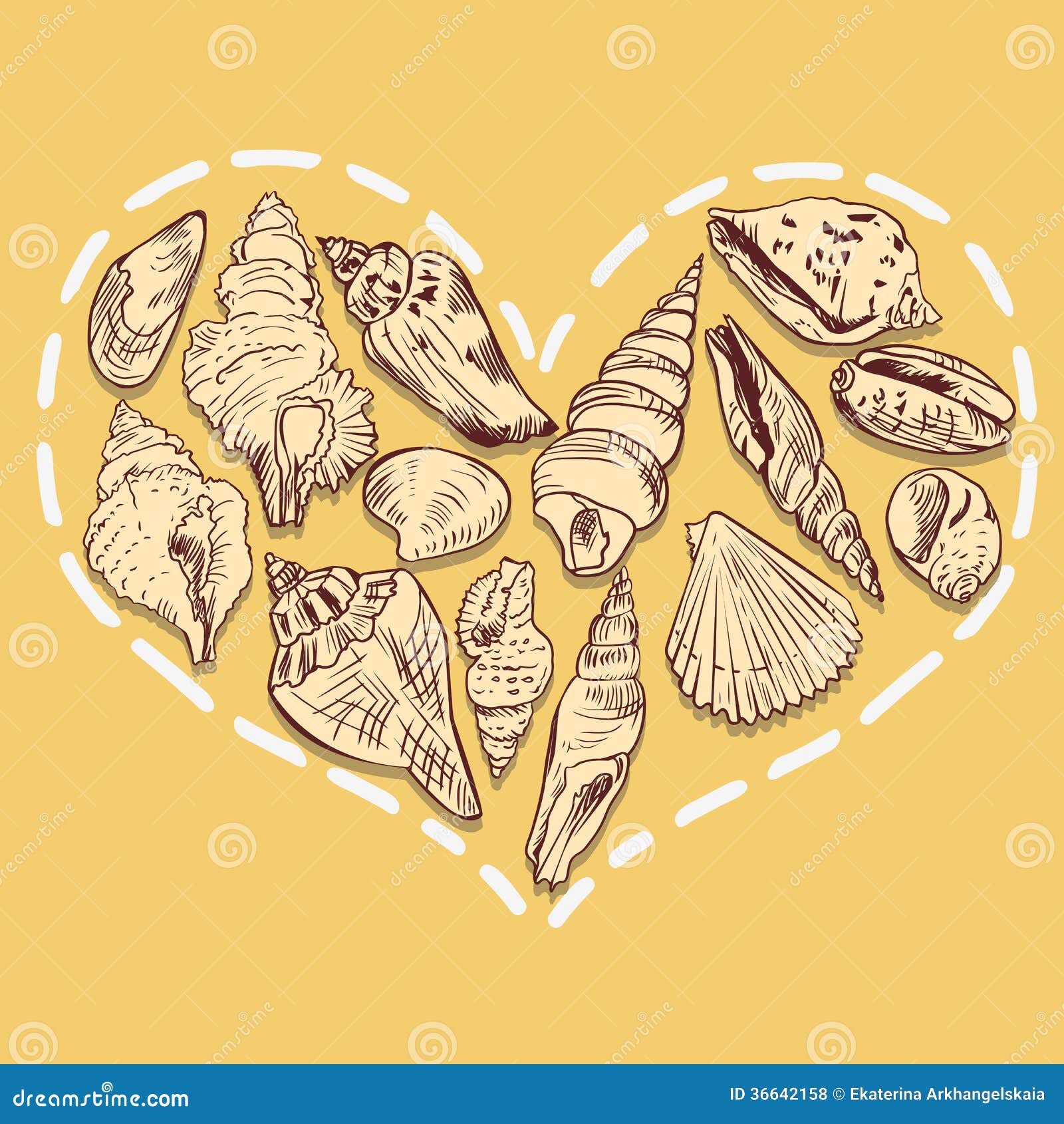 Heart from shells stock vector. Illustration of beauty - 36642158