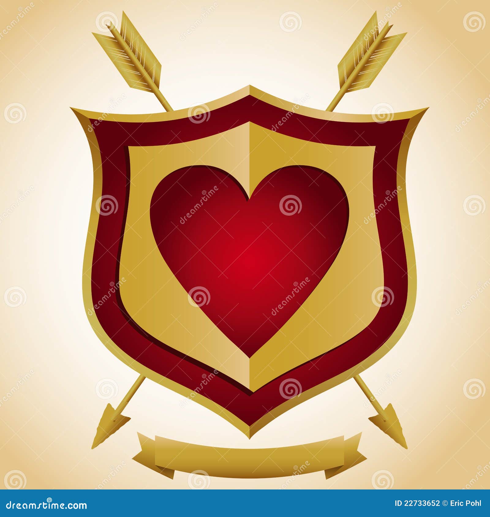 Heart Shield with Arrows stock vector. Illustration of crest - 22733652