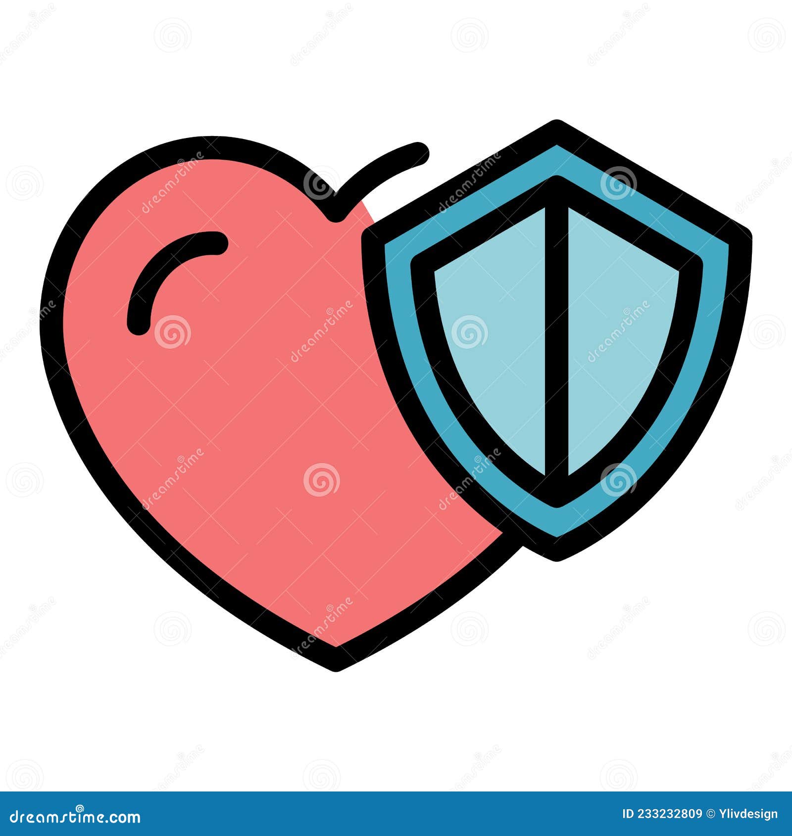 Heart Shield Icon Color Outline Vector Stock Vector - Illustration of ...
