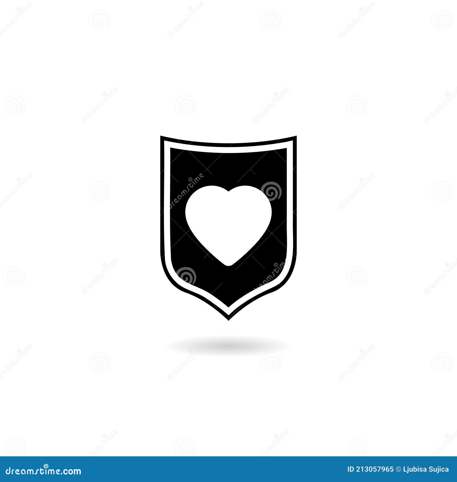 Heart with Shield Icon with Shadow Stock Illustration - Illustration of ...