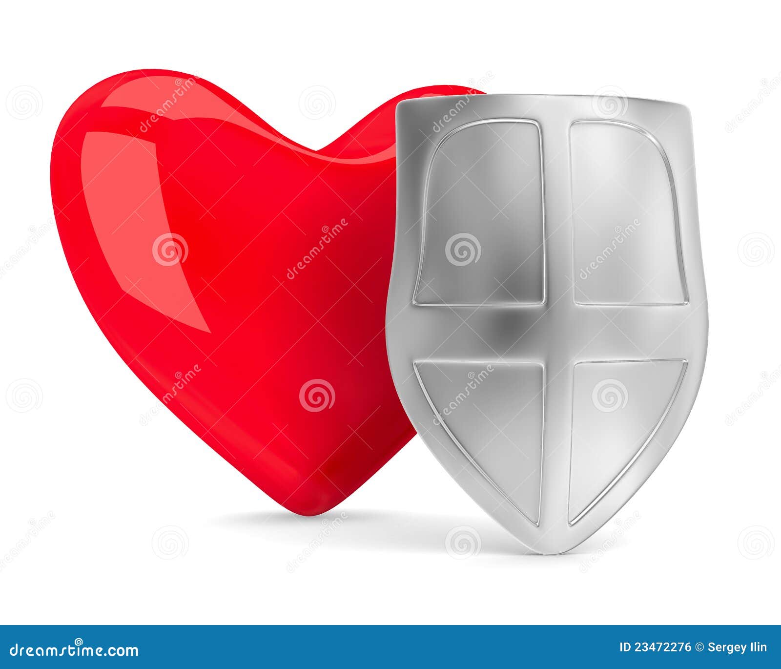 Heart and shield on white stock illustration. Illustration of chrome ...