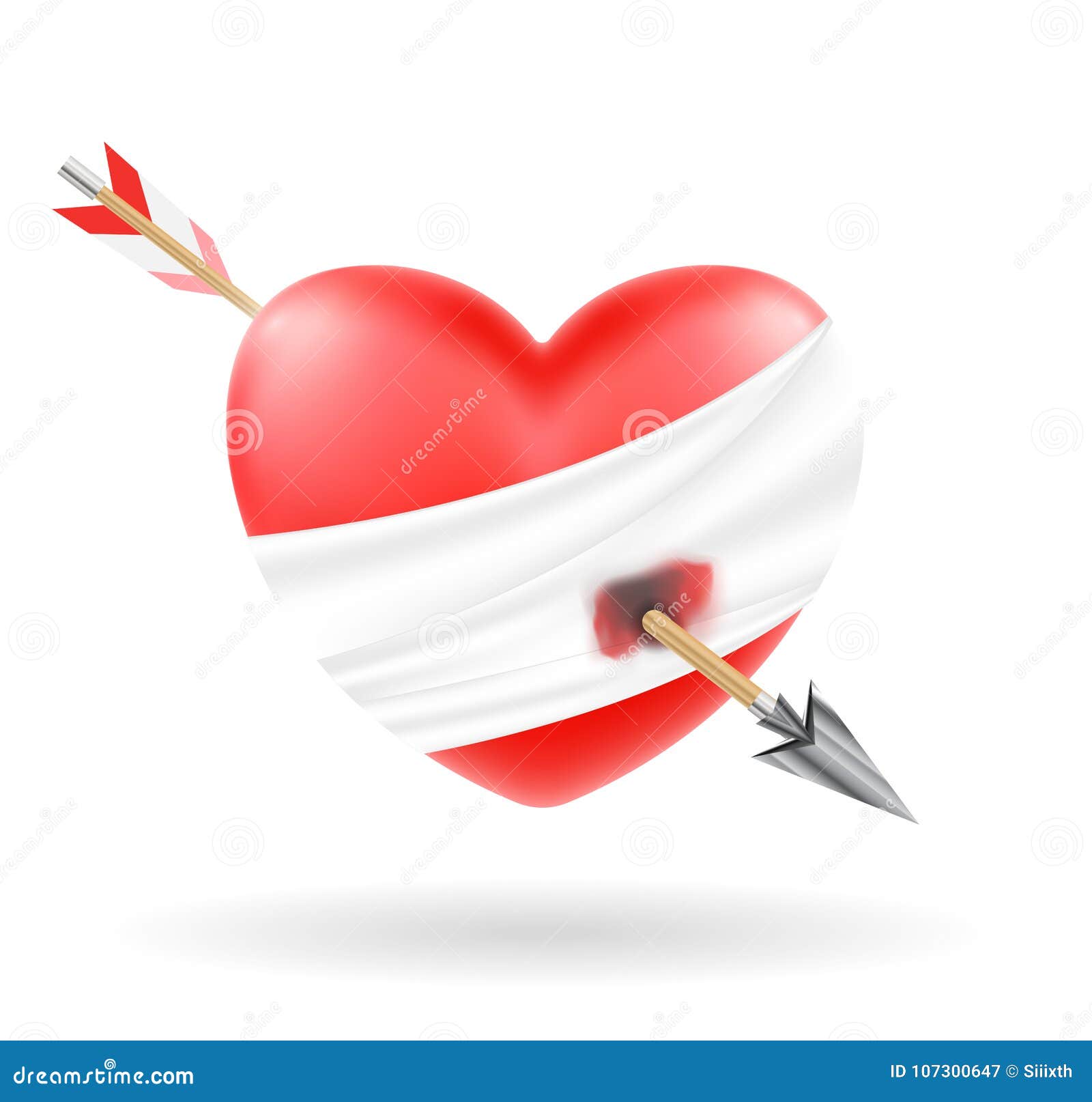 Heart Shooted by a Bow Arrow Vector Stock Vector - Illustration of hurt ...